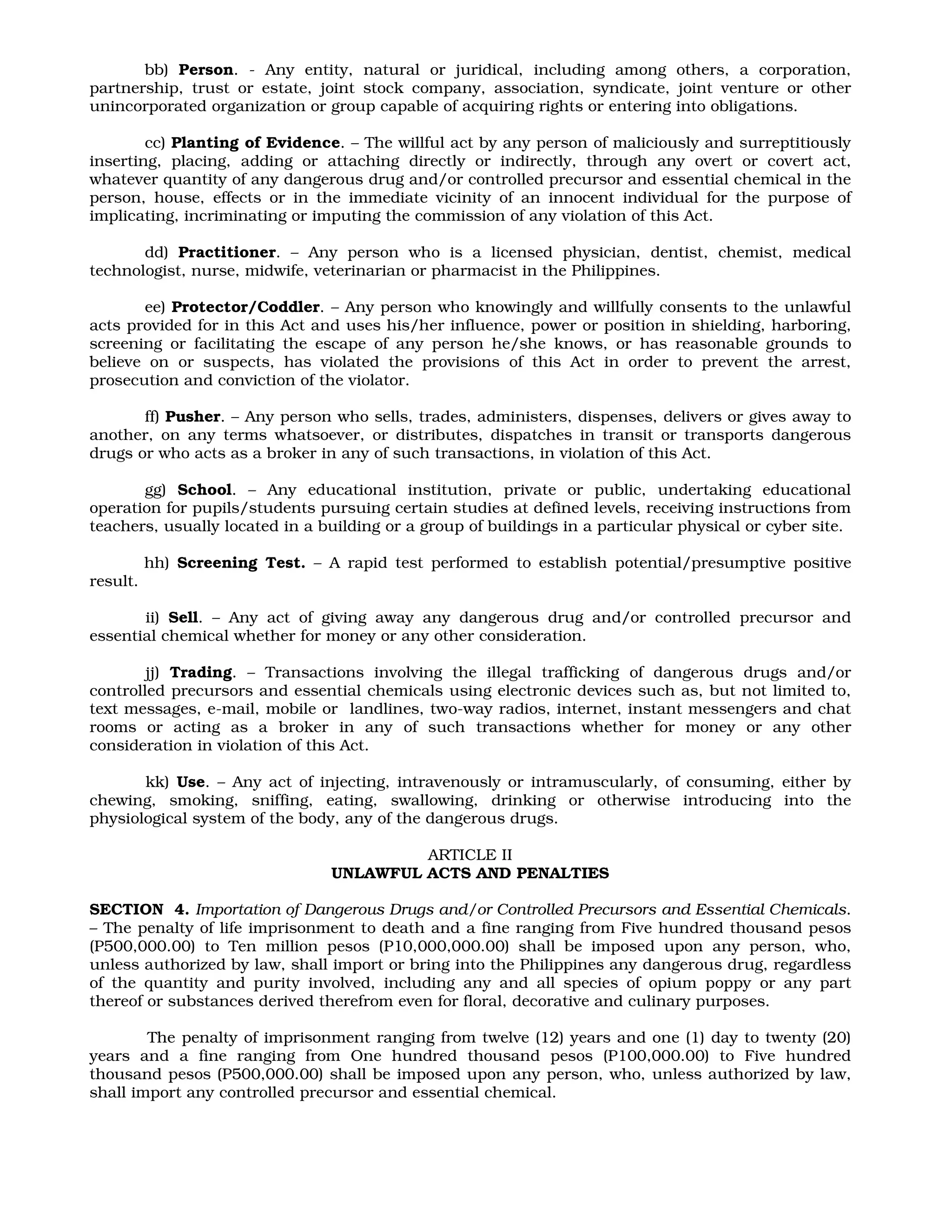 Ra 9165 comprehensive dangerous drugs act | PDF