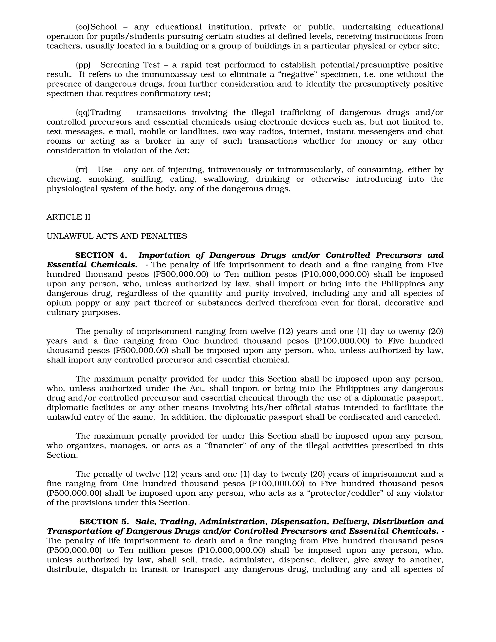 Ra 9165 comprehensive dangerous drugs act | PDF