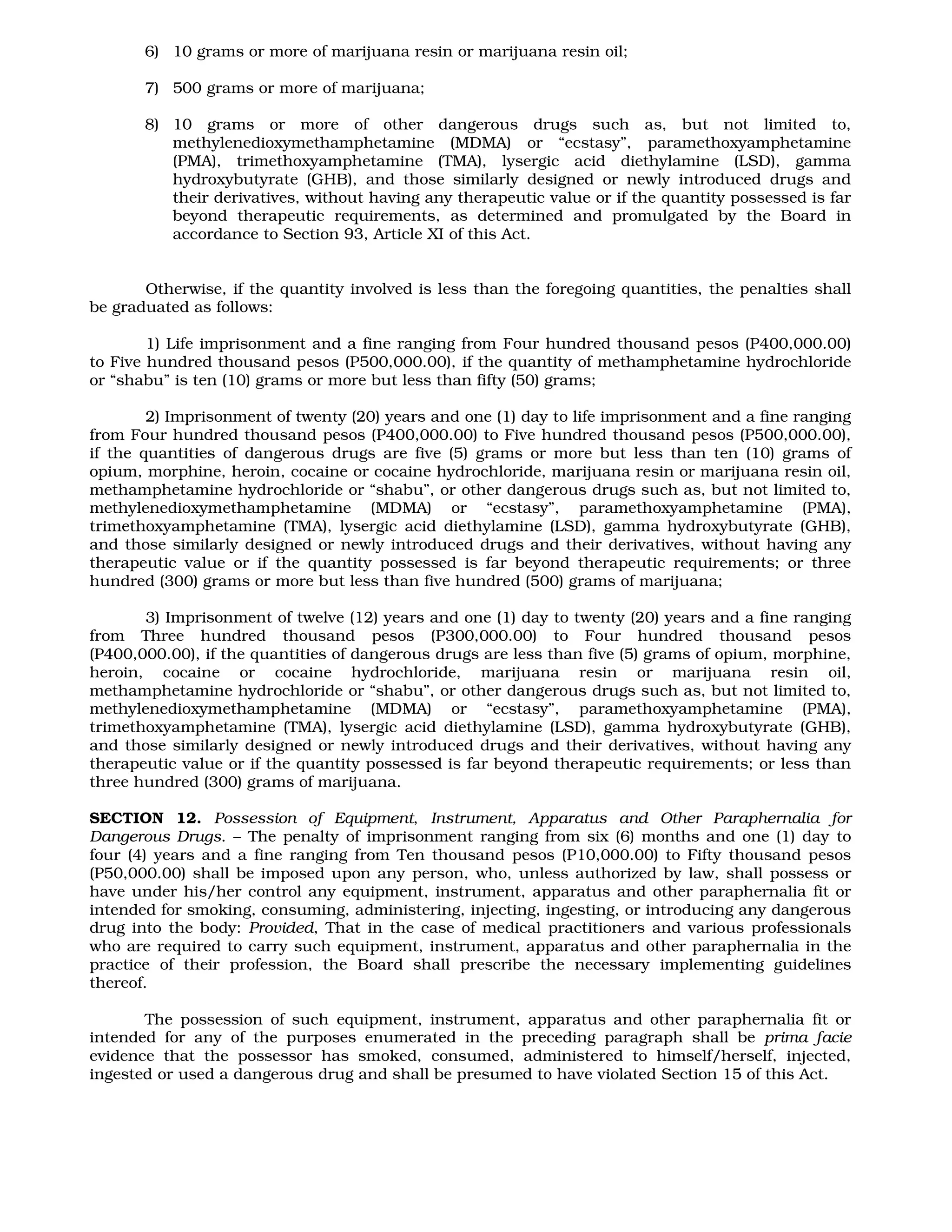 Ra 9165 comprehensive dangerous drugs act | PDF