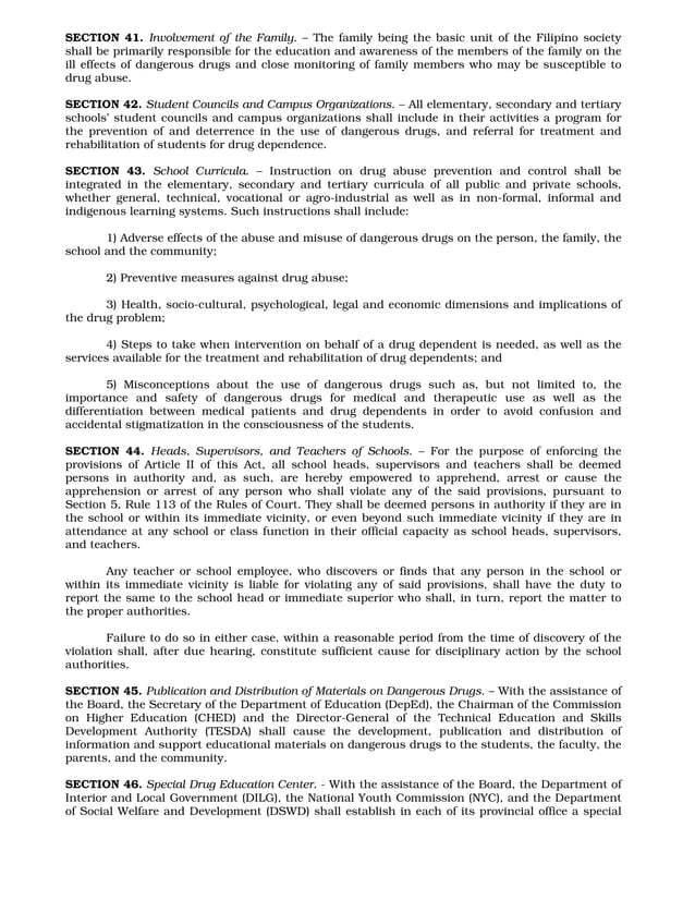 Ra 9165 comprehensive dangerous drugs act | PDF