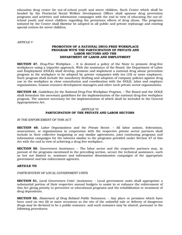 Ra 9165 comprehensive dangerous drugs act | PDF