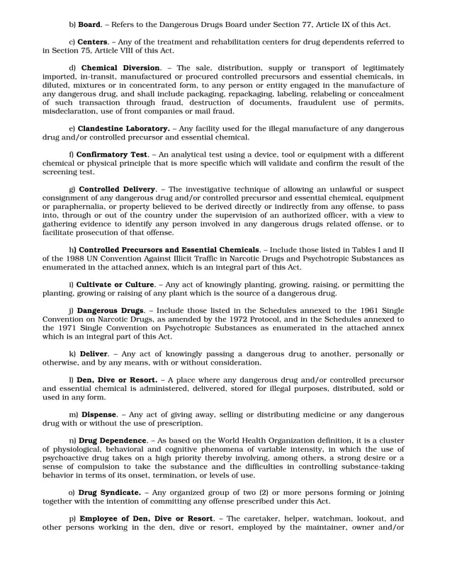 Ra 9165 comprehensive dangerous drugs act | PDF