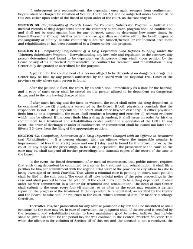 Ra 9165 comprehensive dangerous drugs act | PDF