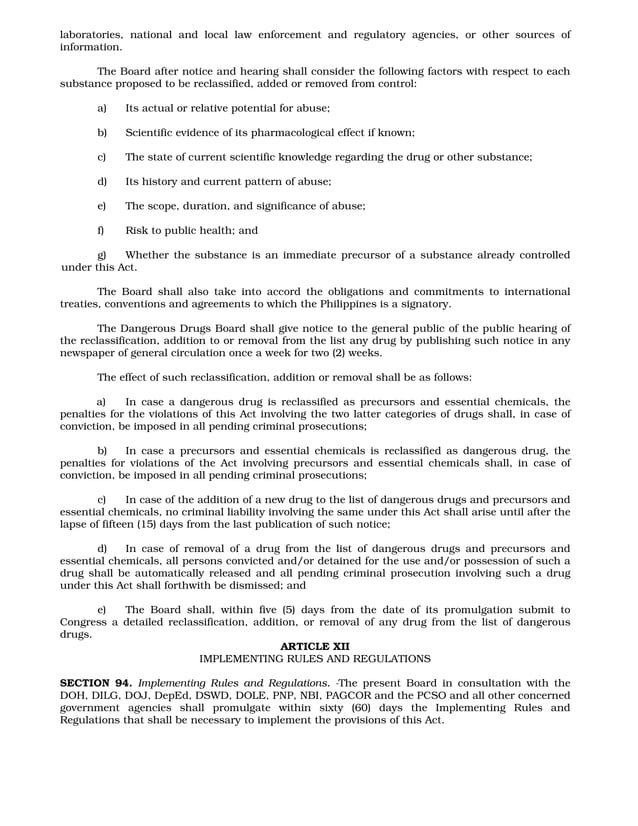 Ra 9165 comprehensive dangerous drugs act | PDF