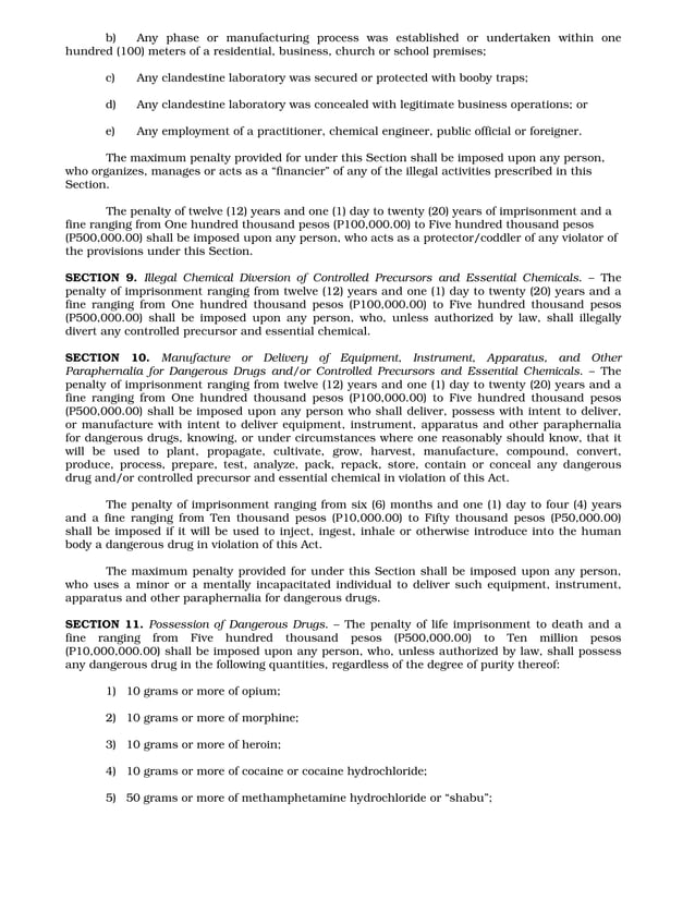 Ra 9165 comprehensive dangerous drugs act | PDF