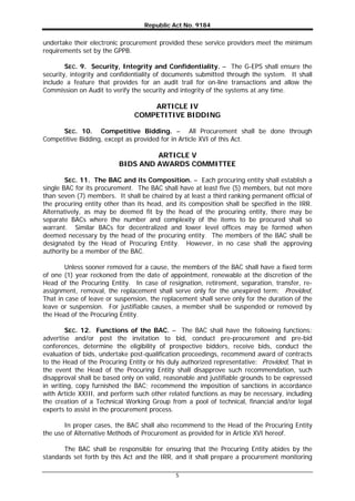 Republic Act No. 9184 | PDF