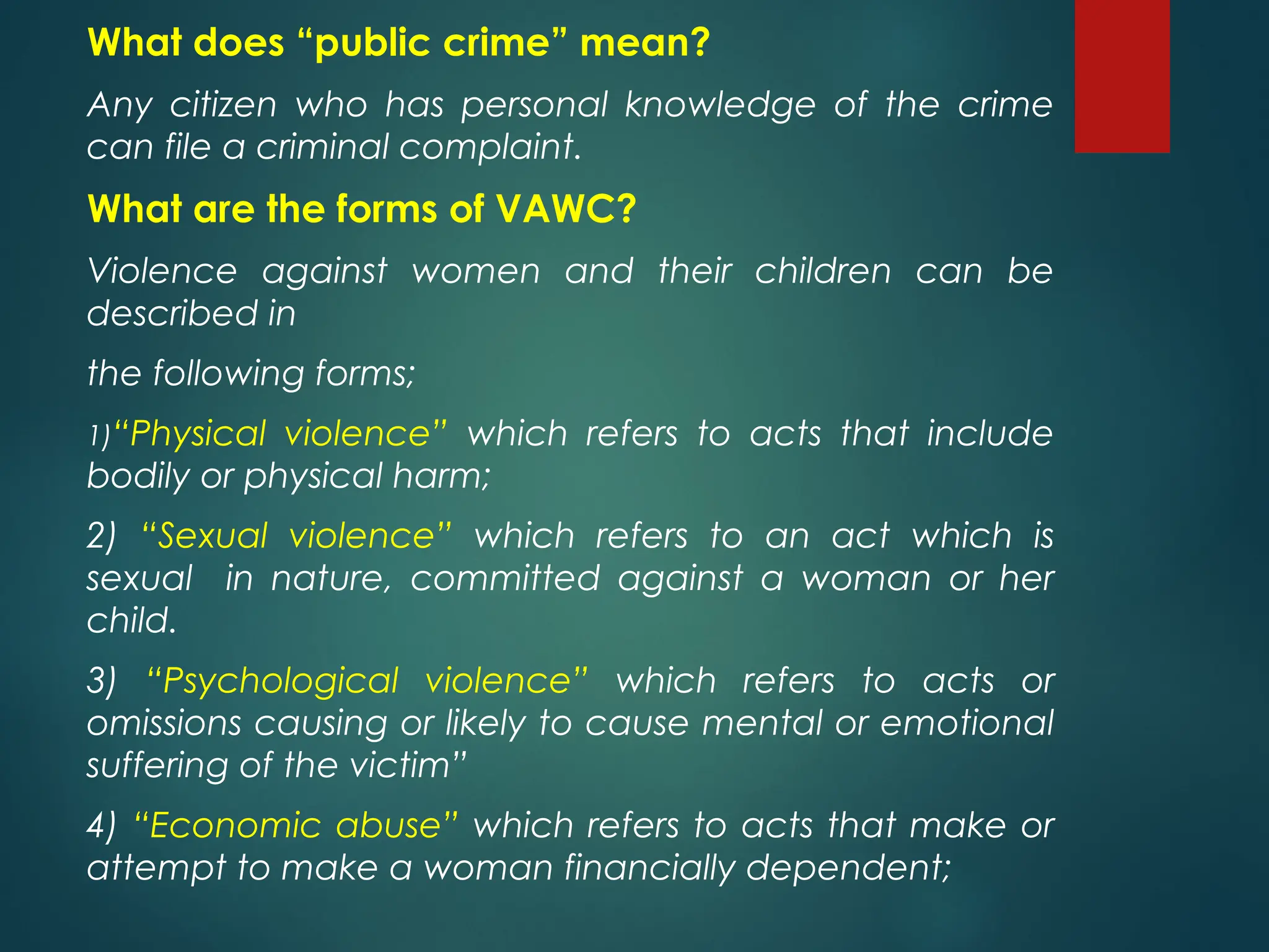 Republic Act 9262 or VAWC under the Philippines | PPT