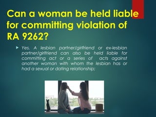 Republic Act 9262 or VAWC under the Philippines | PPT