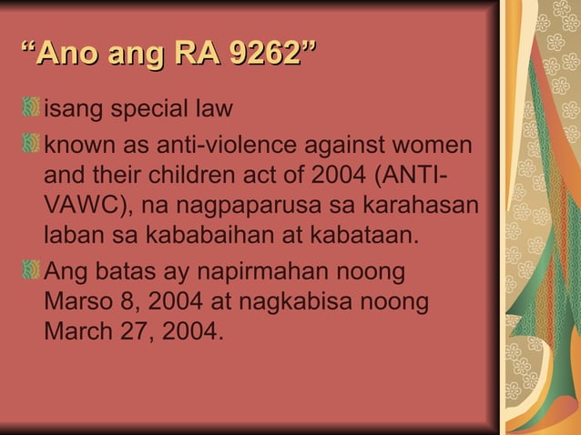 R.A 9262 (VAWC) Presentation Tagalog.ppt