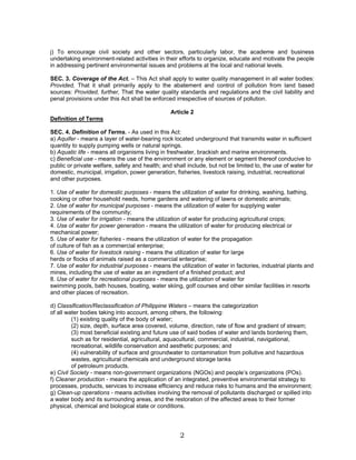 Environmental Laws RA 9275 | PDF