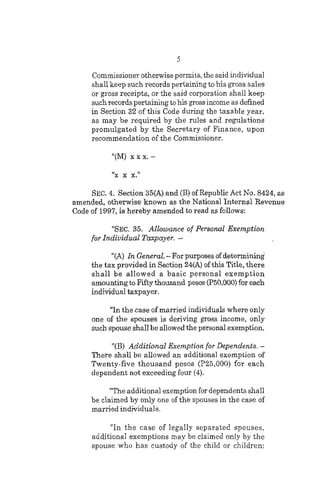 Republic Act No. 9504 - Minimum Wagers' Tax Exemption Law | PDF