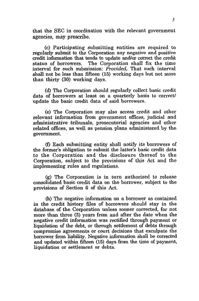 Ra 9510 credit information system