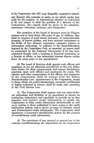 Ra 9510 credit information system