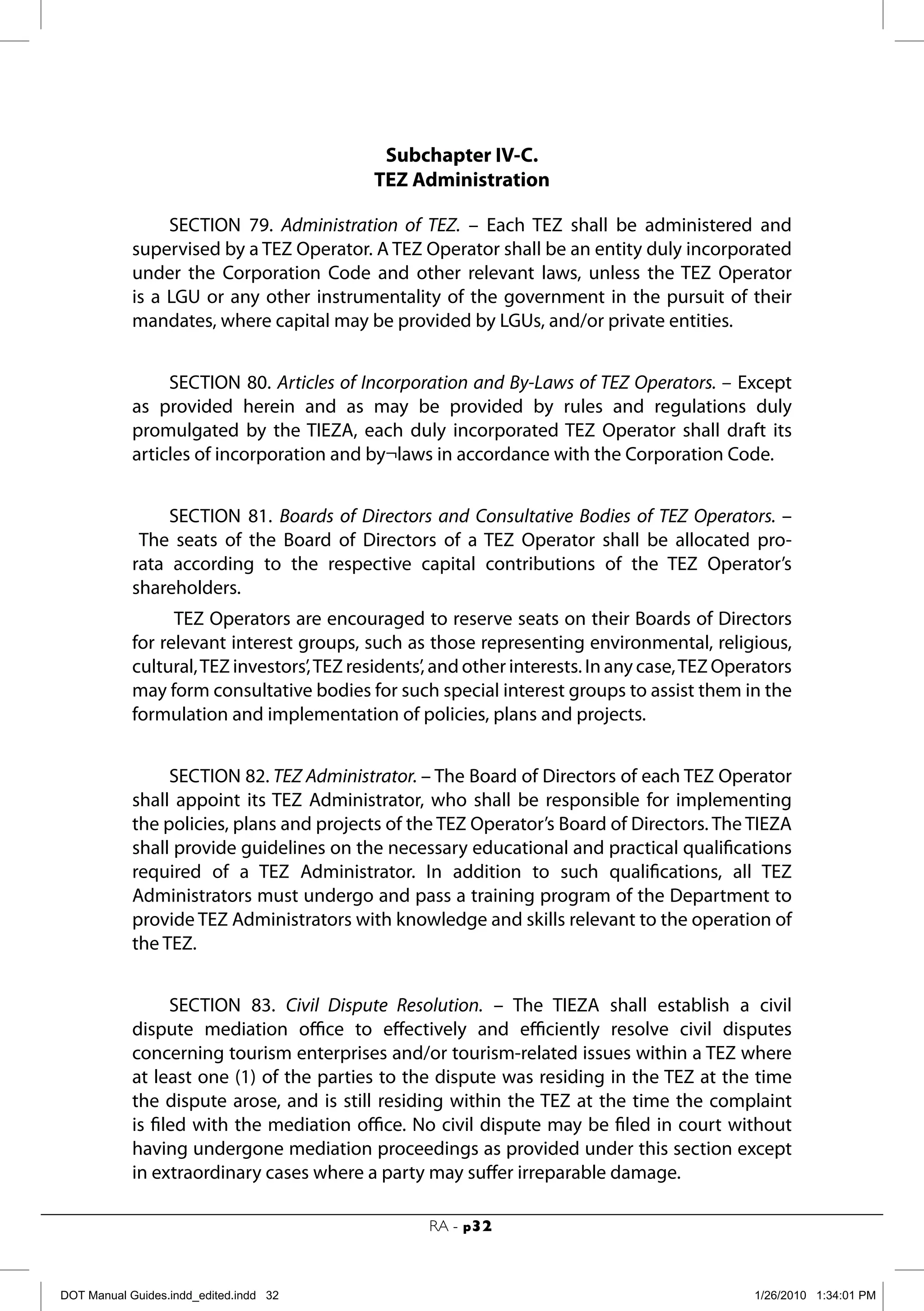 Philippine Tourism Act 2009 (RA 9593) | PDF