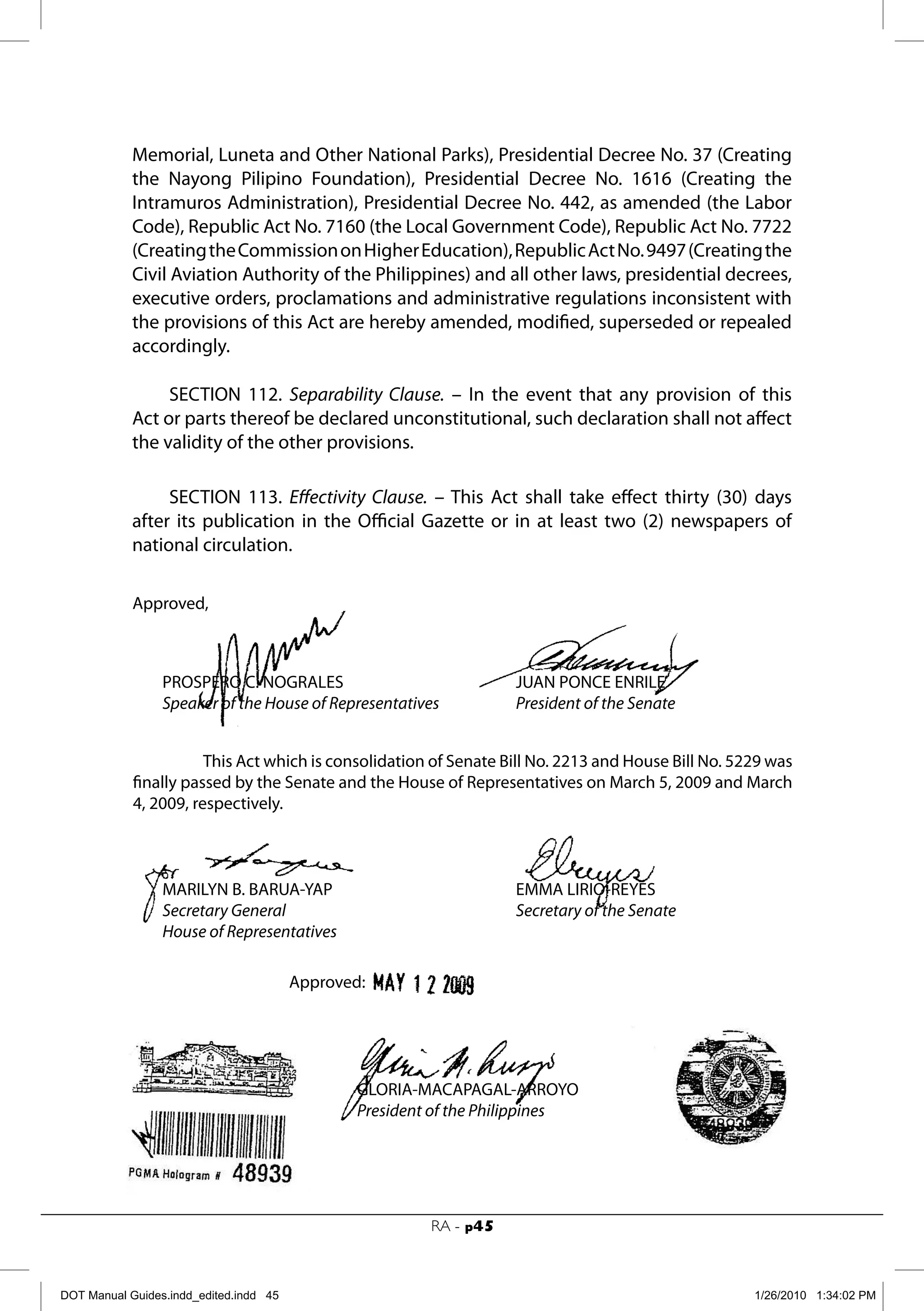 Philippine Tourism Act 2009 (RA 9593) | PDF