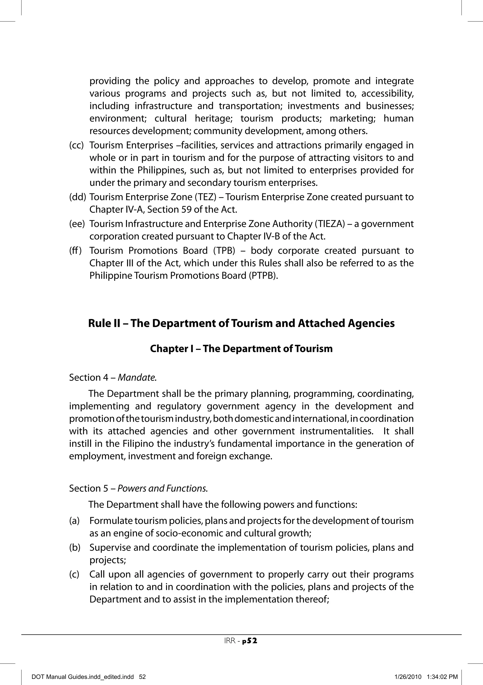 Philippine Tourism Act 2009 (RA 9593) | PDF
