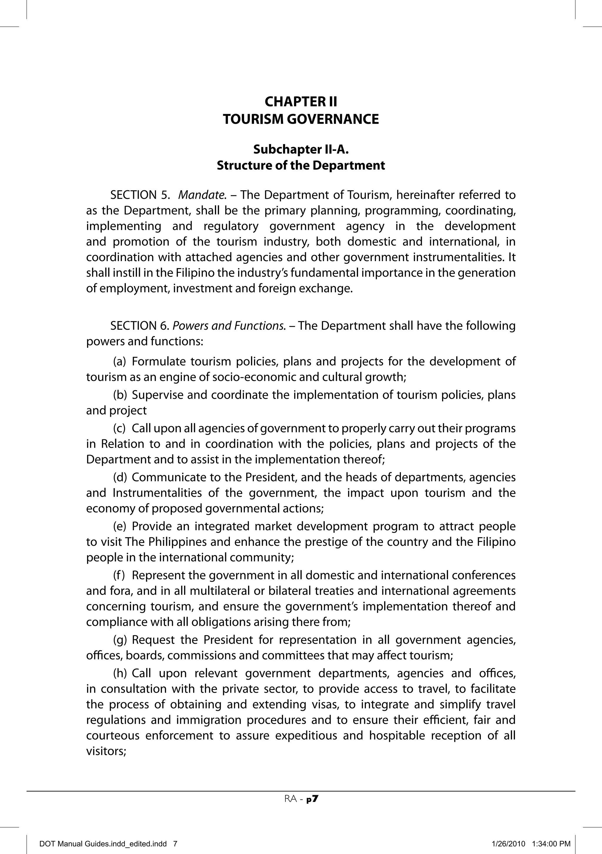 Philippine Tourism Act 2009 (RA 9593) | PDF