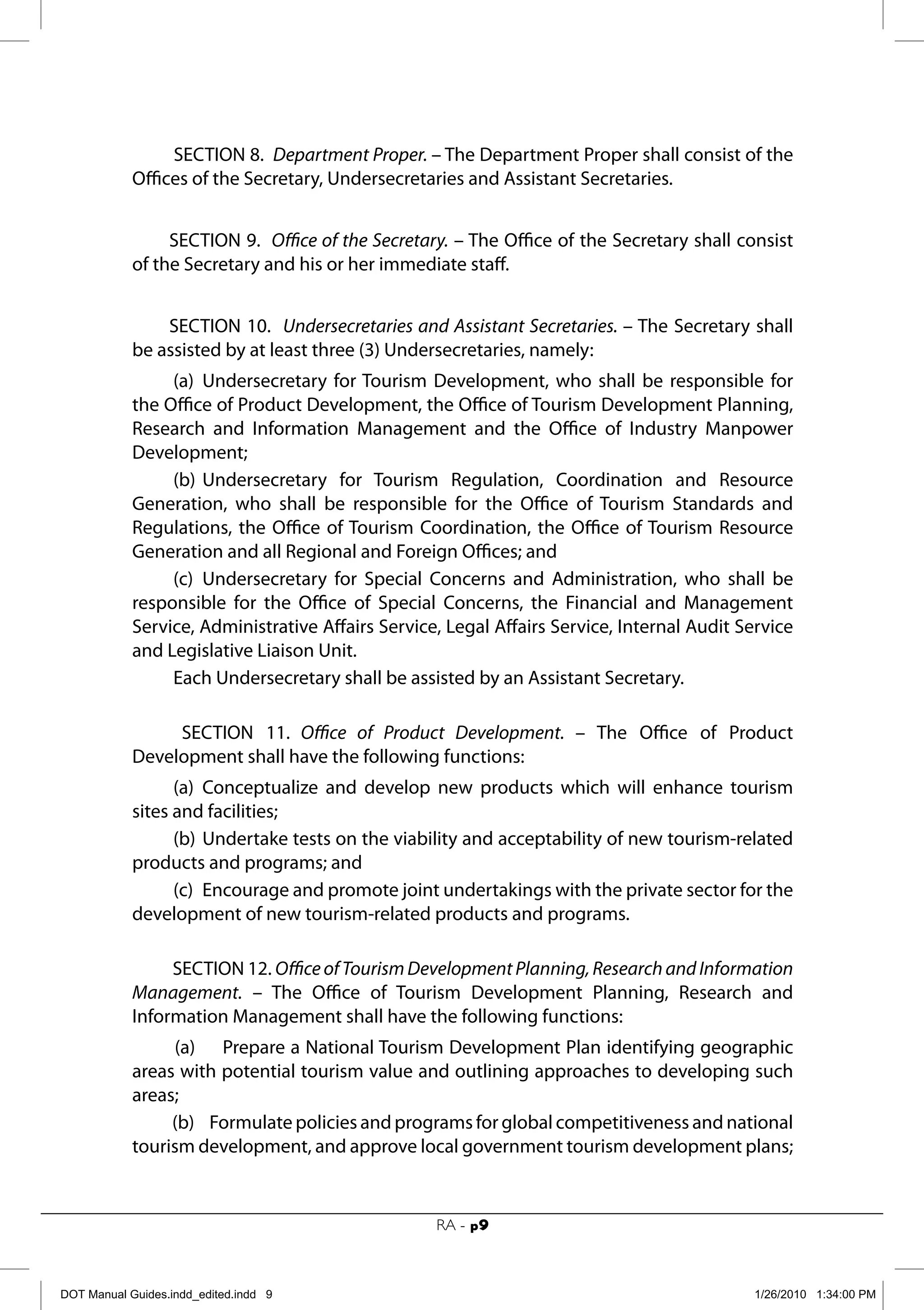 Philippine Tourism Act 2009 (RA 9593) | PDF