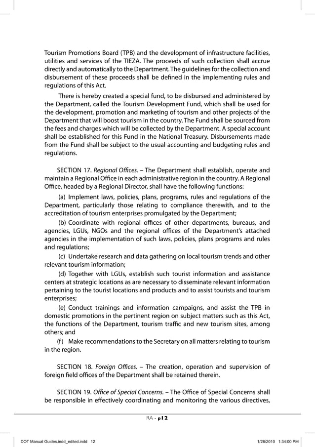 Philippine Tourism Act 2009 (RA 9593) | PDF | Travel