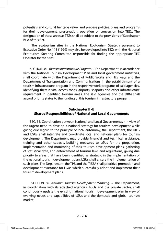 Philippine Tourism Act 2009 (RA 9593) | PDF | Travel