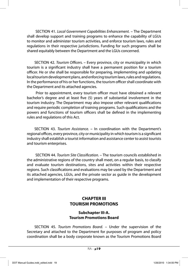 Philippine Tourism Act 2009 (RA 9593) | PDF | Travel