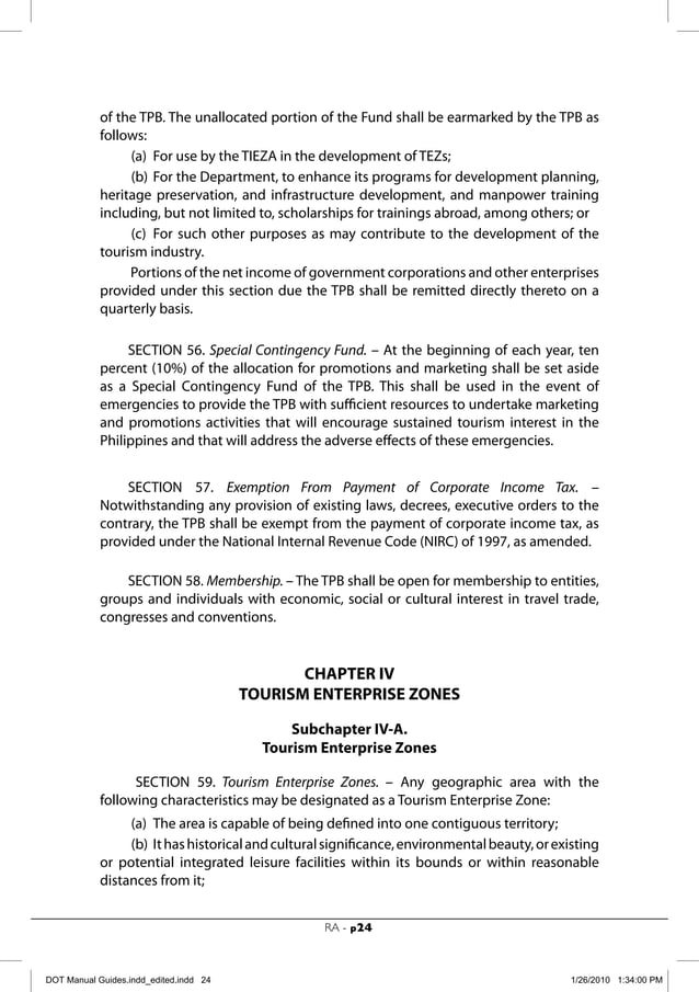 Philippine Tourism Act 2009 (RA 9593) | PDF | Travel