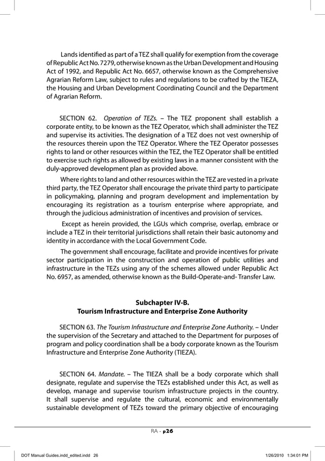 Philippine Tourism Act 2009 (RA 9593) | PDF | Travel