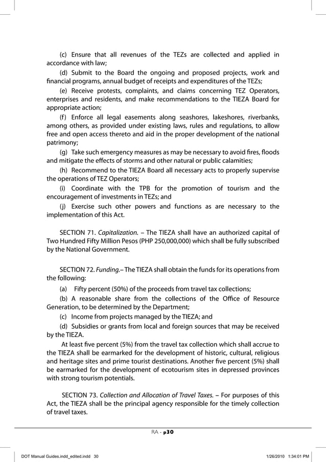 Philippine Tourism Act 2009 (RA 9593) | PDF | Travel