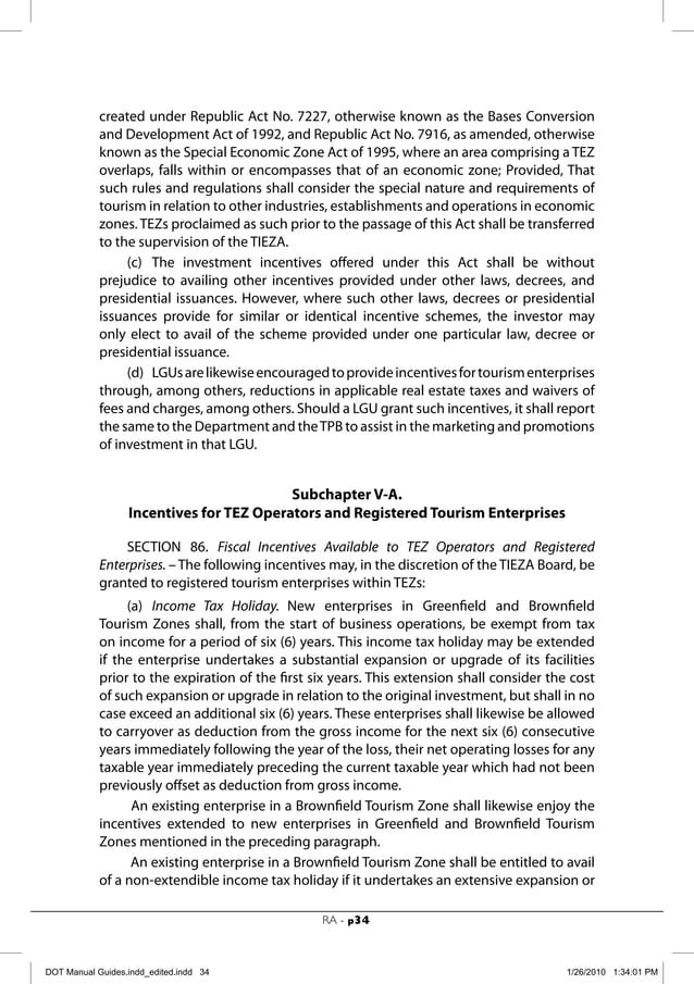 Philippine Tourism Act 2009 (RA 9593) | PDF | Travel