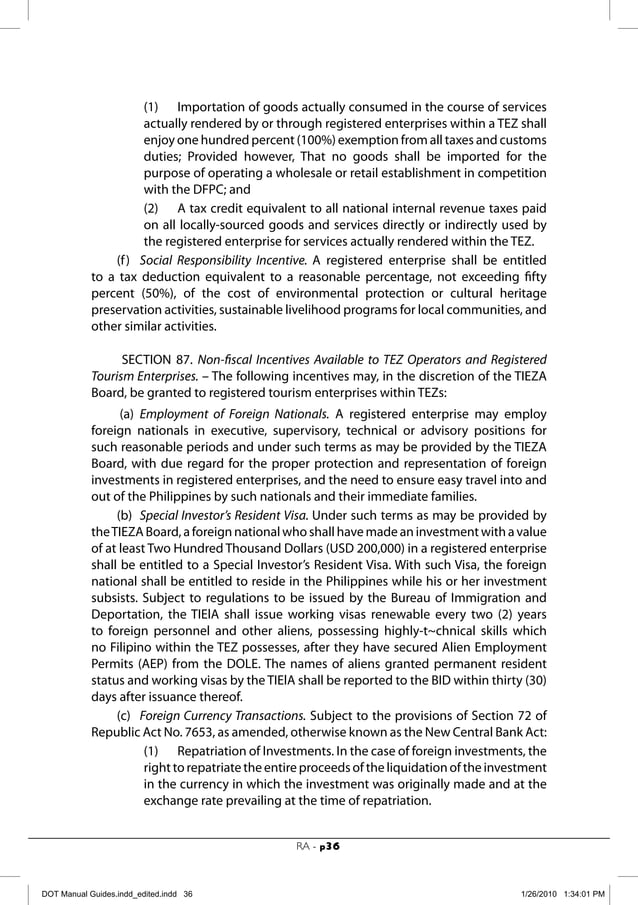 Philippine Tourism Act 2009 (RA 9593) | PDF | Travel