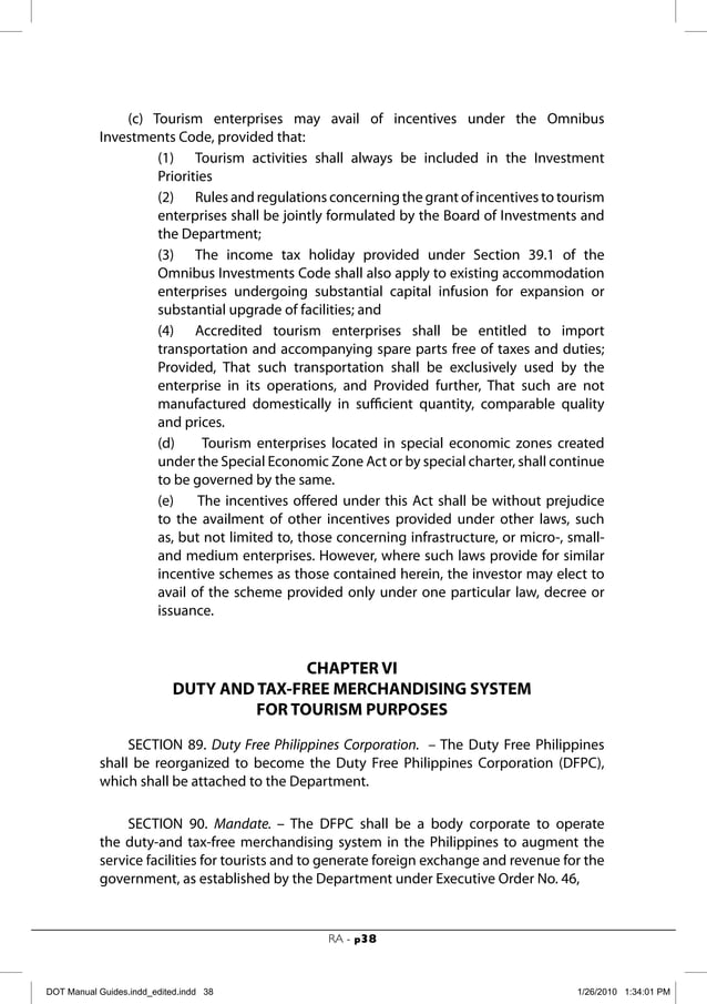 Philippine Tourism Act 2009 (RA 9593) | PDF | Travel