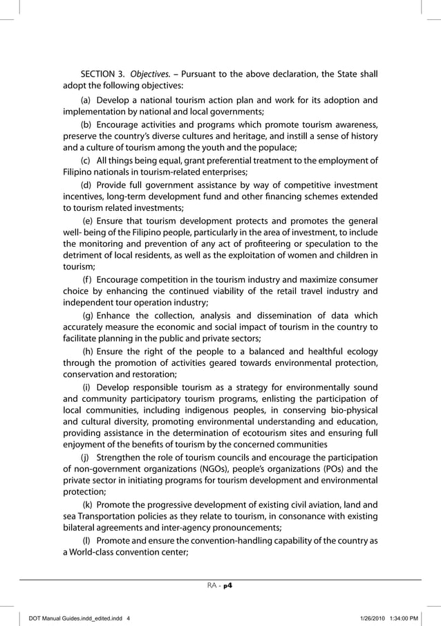 Philippine Tourism Act 2009 (RA 9593) | PDF | Travel