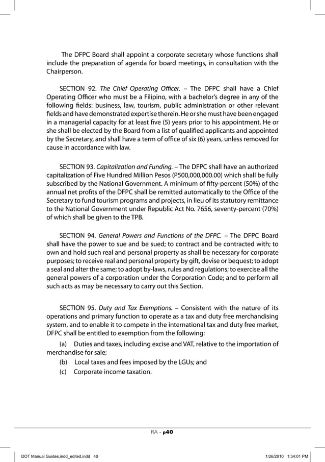 Philippine Tourism Act 2009 (RA 9593) | PDF | Travel