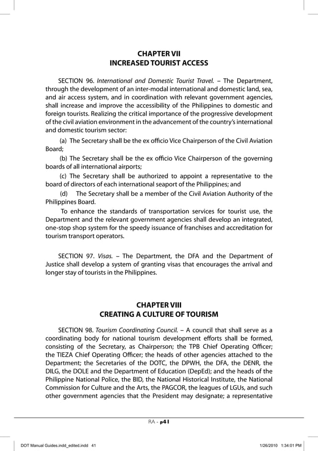 Philippine Tourism Act 2009 (RA 9593) | PDF | Travel