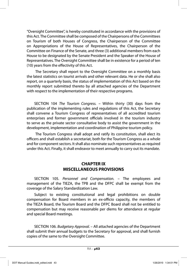 Philippine Tourism Act 2009 (RA 9593) | PDF | Travel