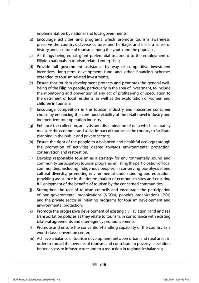 Philippine Tourism Act 2009 (RA 9593) | PDF | Travel