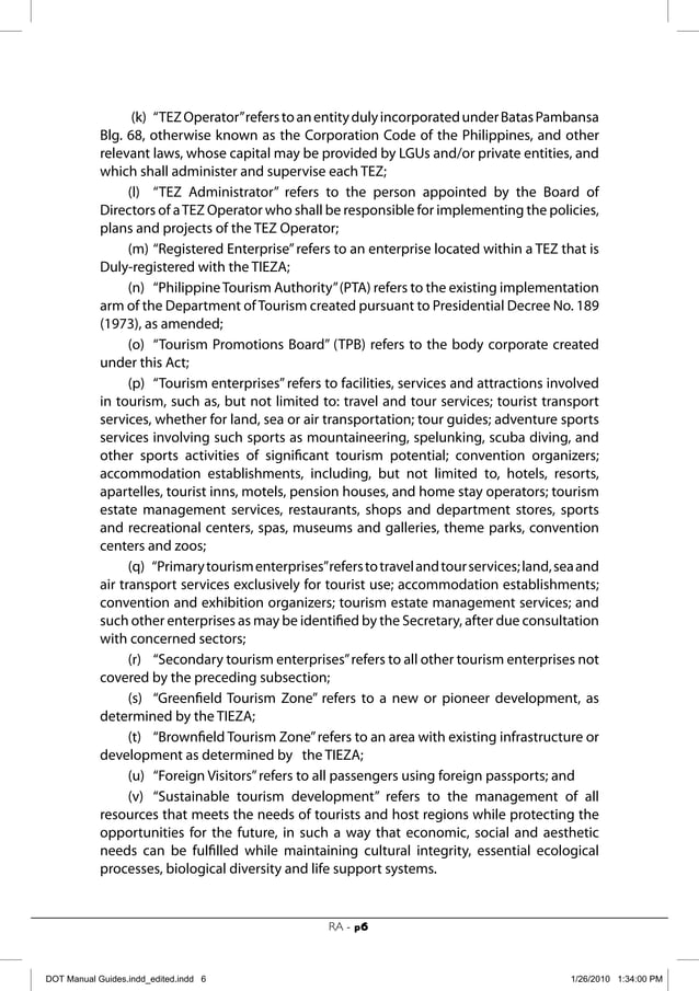 Philippine Tourism Act 2009 (RA 9593) | PDF | Travel