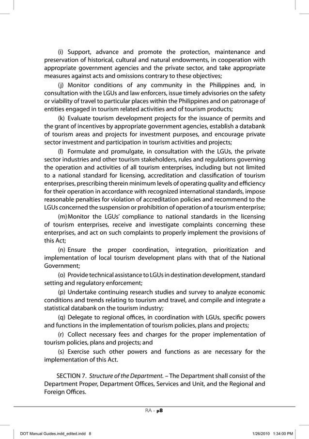 Philippine Tourism Act 2009 (RA 9593) | PDF | Travel