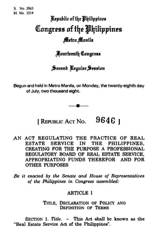 RA 9646 - RESA Law | PDF