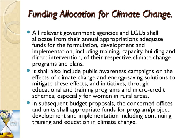 Ra 9729 Climate Change Act of 2009 | PPT | Environment | Science