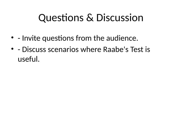 Raabe_Test_Presentation for 1 sem engineering | PPT