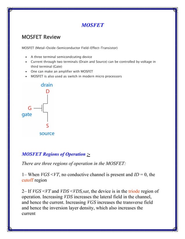 Diodes,BJT,MOSFET,JFET | DOCX | Consumer Electronics | Technology & Computing