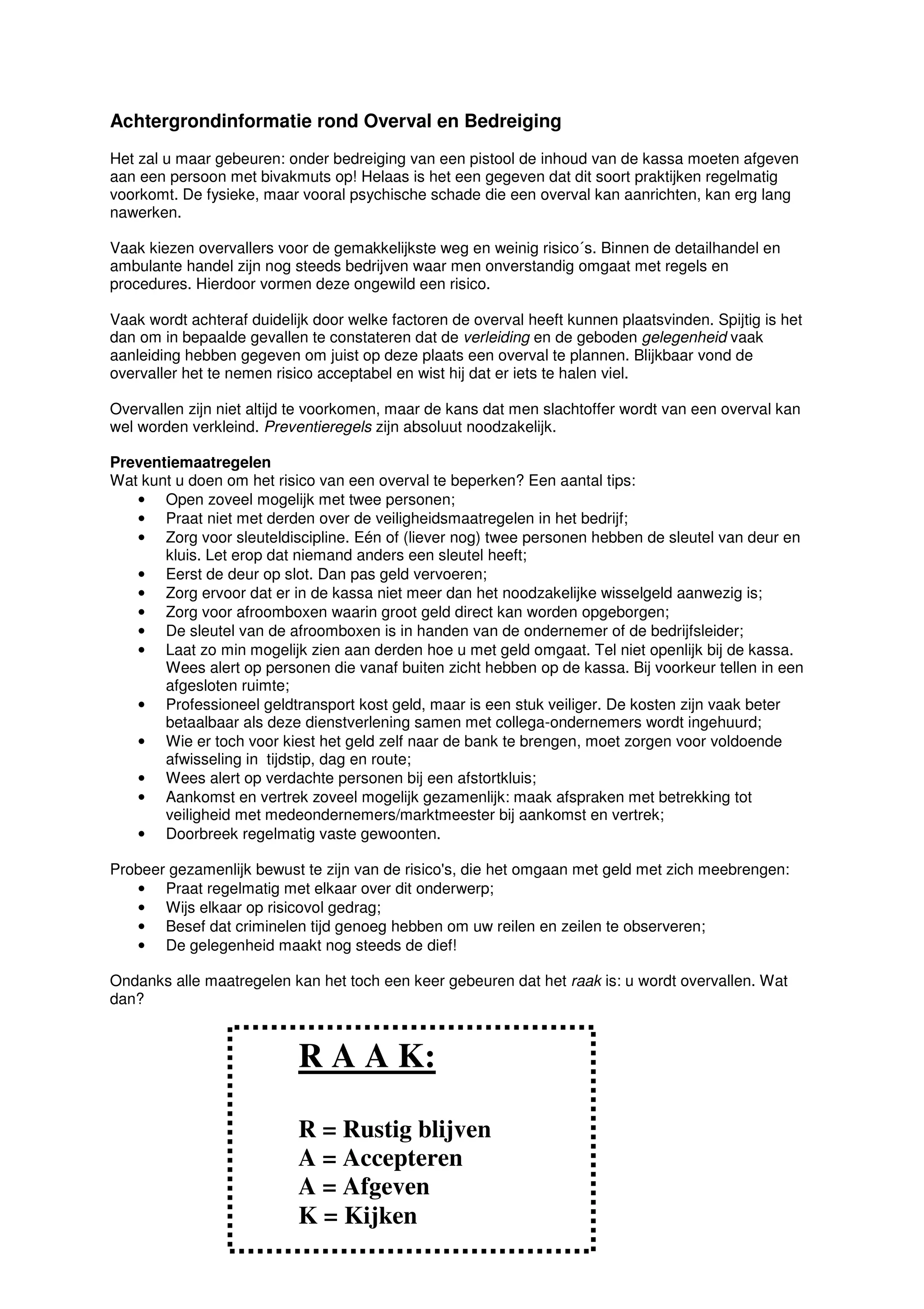 Raak overvalpreventie | PDF