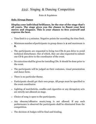 Solo Singing Competition Rules And Regulations