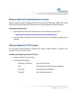 Installing and Configuring Oracle Beehive Clients (whitepaper) | PDF