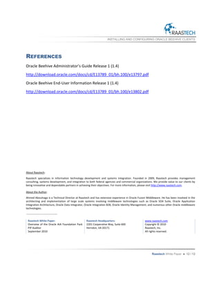 Installing and Configuring Oracle Beehive Clients (whitepaper) | PDF