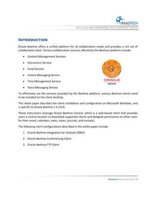 Installing and Configuring Oracle Beehive Clients (whitepaper) | PDF