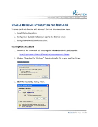 Installing and Configuring Oracle Beehive Clients (whitepaper) | PDF