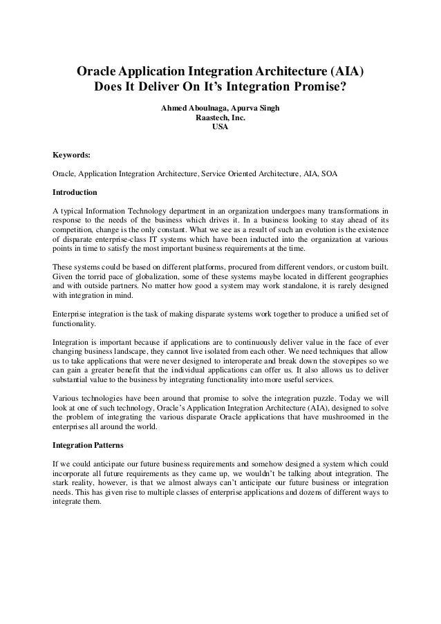 Oracle Aia Does It Deliver On Its Integration Promise Pdf