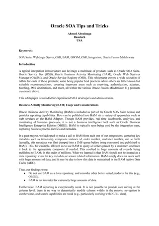 Oracle SOA Tips & Tricks (whitepaper) | PDF | Operating Systems | Computer Software and Applications